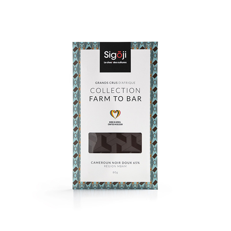 Fairtrade dark chocolate bar from Cameroon in Belgium